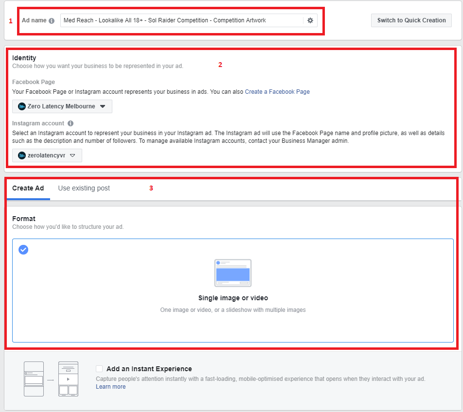 Facebook Medium Reach Campaign Overview – Zero Latency VR