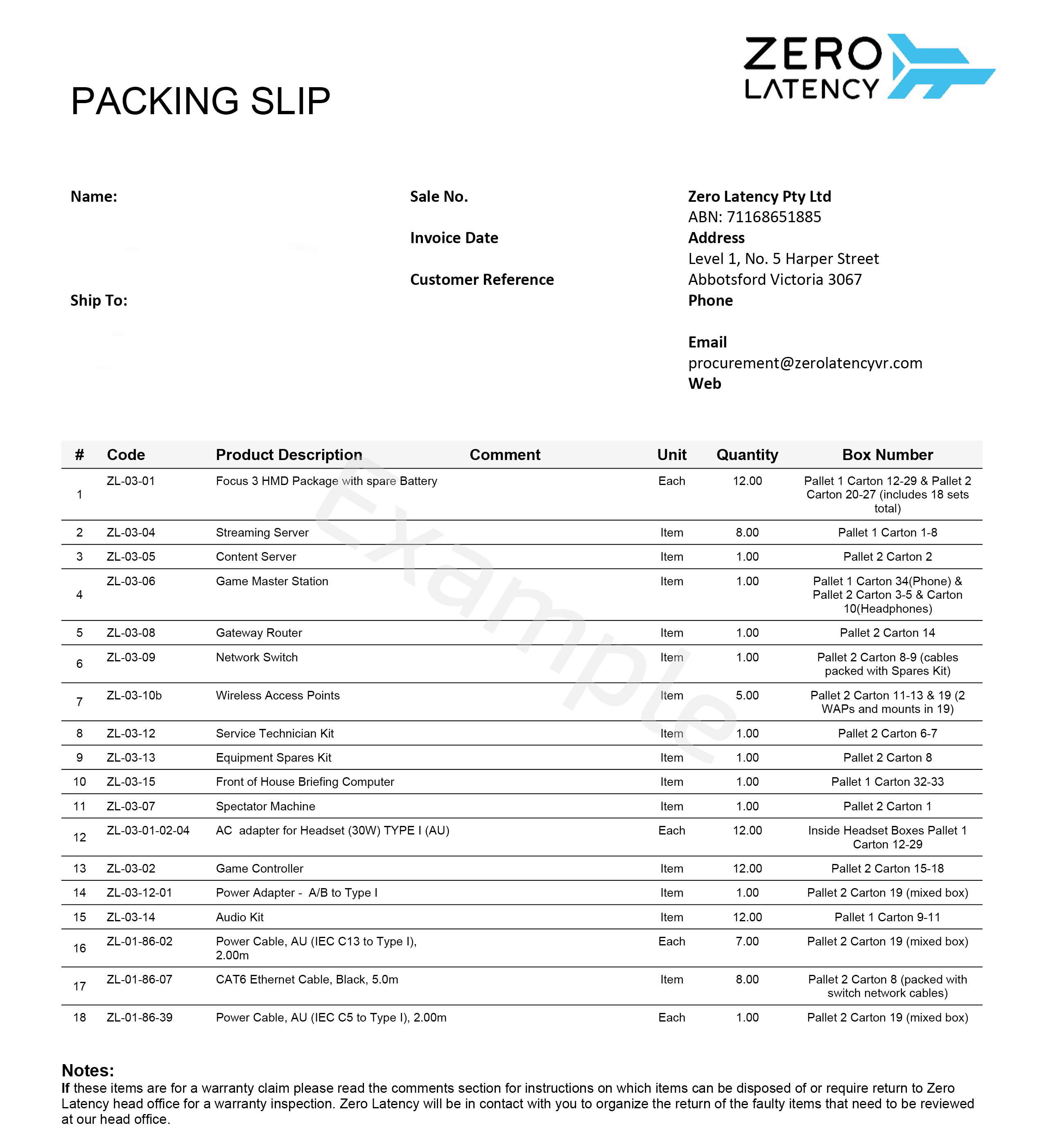 Step 1: Stocktake of the Equipment – Zero Latency VR